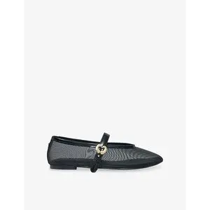 Maje Branded Buckle Mesh Ballet Flats - Black