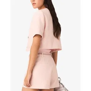 Maje Embellished Tweed Cropped Jacket