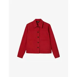 Whistles Mia Patch-pocket Cotton And Lyocell Jacket - Red