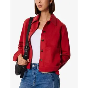 Whistles Mia Patch-pocket Cotton And Lyocell Jacket - Red