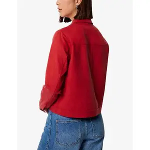 Whistles Mia Patch-pocket Cotton And Lyocell Jacket - Red