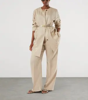 Marina Rinaldi Leather Snakeskin-effect Logo Belt - Grey
