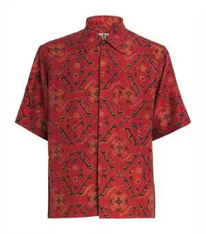 KARTIK RESEARCH Cotton Printed Short-sleeve Shirt - Red