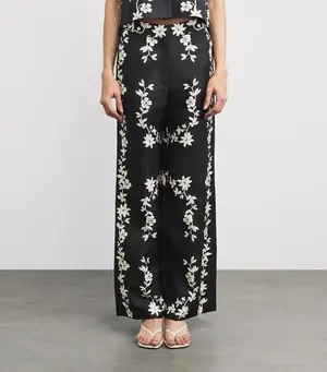Claudie Pierlot Floral Wide-leg Tailored Trousers