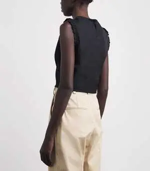 Claudie Pierlot Cotton-blend Ruffle Crop Top - Blue