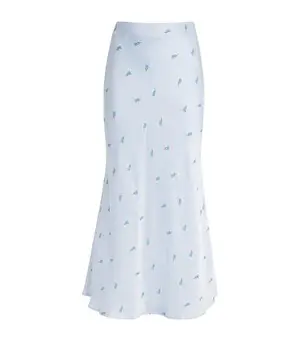 Claudie Pierlot Satin Floral Midi Skirt