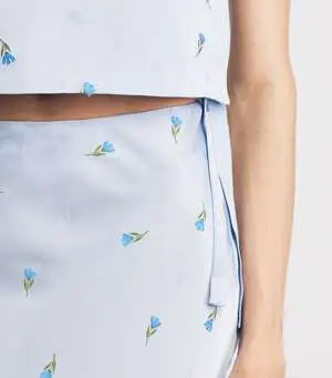 Claudie Pierlot Satin Floral Midi Skirt