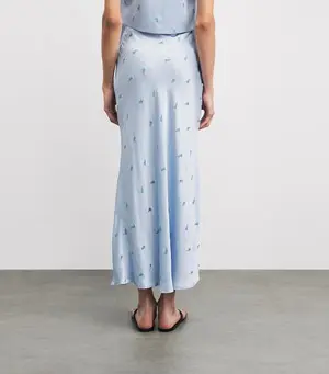 Claudie Pierlot Satin Floral Midi Skirt