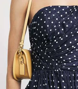 Maje Polka-dot Ruffled Peplum Strapless Top - Blue