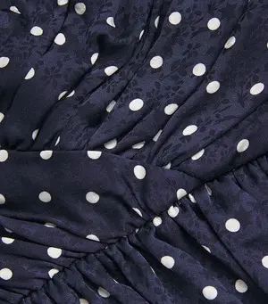 Maje Polka-dot Ruffled Peplum Strapless Top - Blue