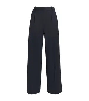 Maje Wool-blend Pinstripe Wide-leg Trousers