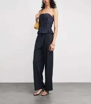 Maje Wool-blend Pinstripe Wide-leg Trousers