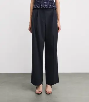 Maje Wool-blend Pinstripe Wide-leg Trousers