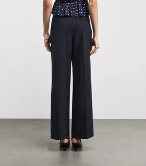 Maje Wool-blend Pinstripe Wide-leg Trousers