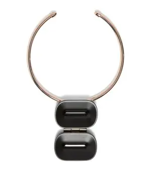 Max Mara Ebony And Gold Tone Hinged Pendant Choker Necklace - Brown