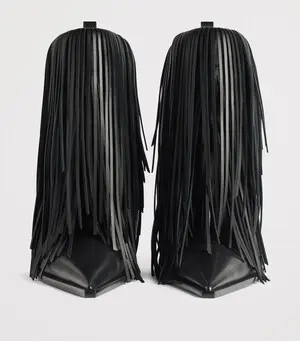 Balenciaga Calfskin Avenue Fringed Heeled Boots 90