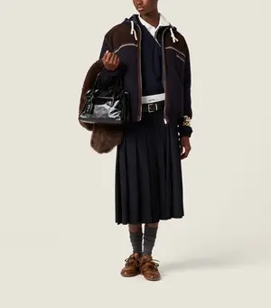 Miu Miu Knit And Suede Down Jacket - Blue