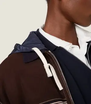 Miu Miu Knit And Suede Down Jacket - Blue