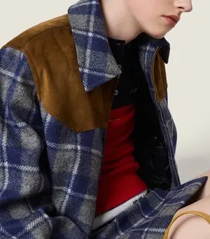 Miu Miu Wool Check Zip-up Jacket - Grey
