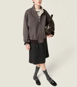 Miu Miu Cotton-blend Reversible Blouson Jacket - Grey