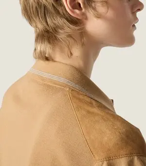 Miu Miu Suede And Wool Panelled Logo Shirt - Brown