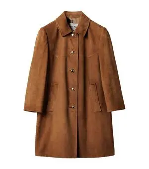 Miu Miu Waxed Suede Coat - Brown