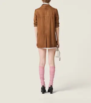 Miu Miu Waxed Suede Coat - Brown