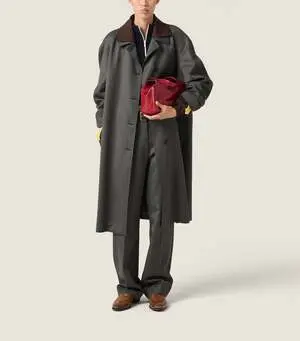 Miu Miu Wool Coat With Contrasting Collar And Cuffs - Grey