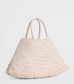 Dragon Diffusion Small Santa Croce Woven Leather Tote Bag - Ivory