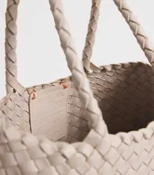 Dragon Diffusion Small Santa Croce Woven Leather Tote Bag - Ivory