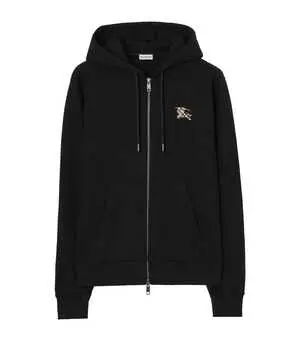 Burberry Cotton Check Knight Stamp Zip-up Hoodie