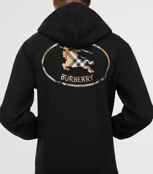 Burberry Cotton Check Knight Stamp Zip-up Hoodie