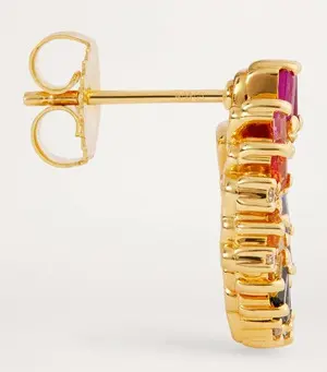SUZANNE KALAN Yellow Diamond And Sapphire Hoop Earrings