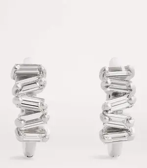 SUZANNE KALAN Gold And Diamond Huggie Earrings