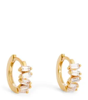 SUZANNE KALAN Yellow And Diamond Bold Huggie Earrings - Gold