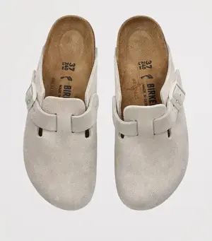 BIRKENSTOCK Suede Boston Clogs - White