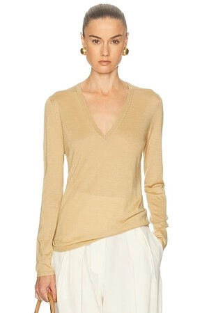 Gabriela Hearst Clementia V-neck Top - Hay