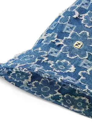 Fendi Embroidered Denim Bucket Hat - Blue