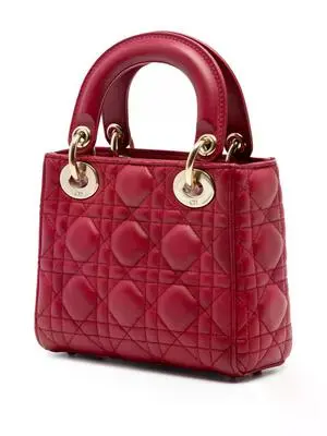 Dior Mini Lambskin Cannage Lady Satchel - Red