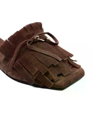 DONNARÌ Fringed Square Toe Sandals