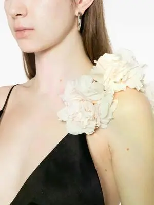 Sandro Asymmetrical Ruffled Mini Dress With Flower Detail