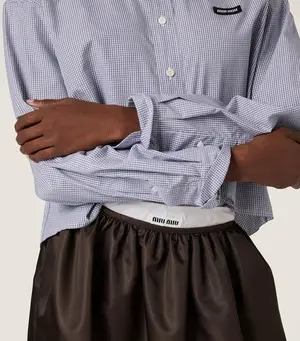 Miu Miu Cotton Poplin Check Shirt - Blue