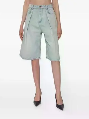 Balenciaga Pleated Denim Shorts