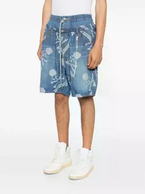 MASTERMIND WORLD All-over Skull & Crossbones Print Denim Shorts