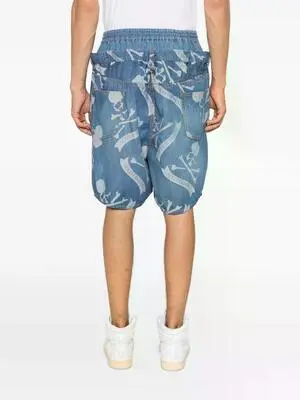 MASTERMIND WORLD All-over Skull & Crossbones Print Denim Shorts