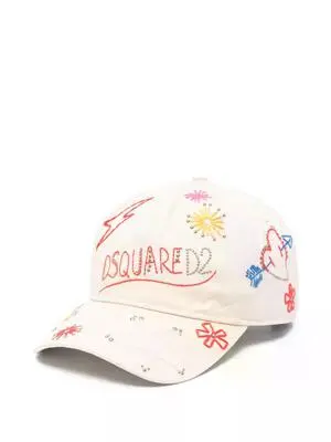Dsquared2 Embroidered Studded Cap - Neutrals