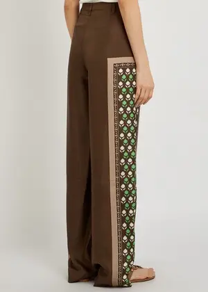 Tory Burch Printed Straight-leg Silk Trousers