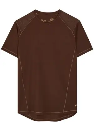 NOW YOU LIVE Waterley Stretch-jersey T-shirt With Mesh Panelling - Brown