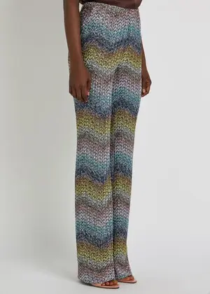 Missoni Sequined Metallic-knit Flared Trousers