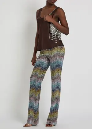 Missoni Sequined Metallic-knit Flared Trousers